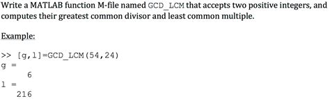 Write A Matlab Function M File Named Gcd Lcm That