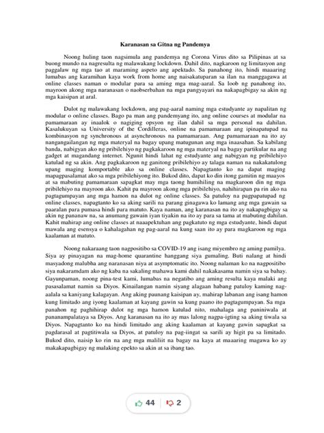 Karanasan Sa Gitna NG Pandemya - Compress | PDF
