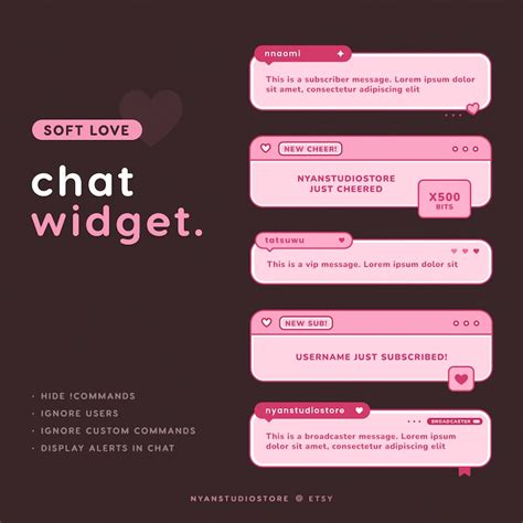 Soft Love Custom Chat Widget Simple Minimal Cute Valentine S Day Alerts For Twitch Streams Etsy