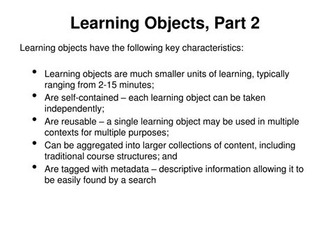 Ppt Reusable Learning Objects Powerpoint Presentation Free Download