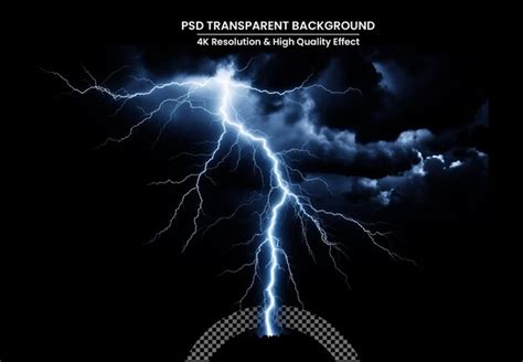 Premium Psd Lightning Strike On The Cloudy Dark Sky