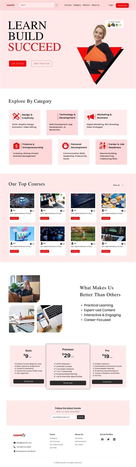 Elearningplatform Learnify Uiuxdesign Webdesign Educationtech