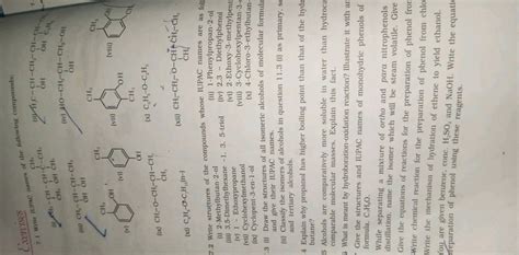 7 1 Write Iupac Names Of The Following Compounds Exercises Ccc C C O C C