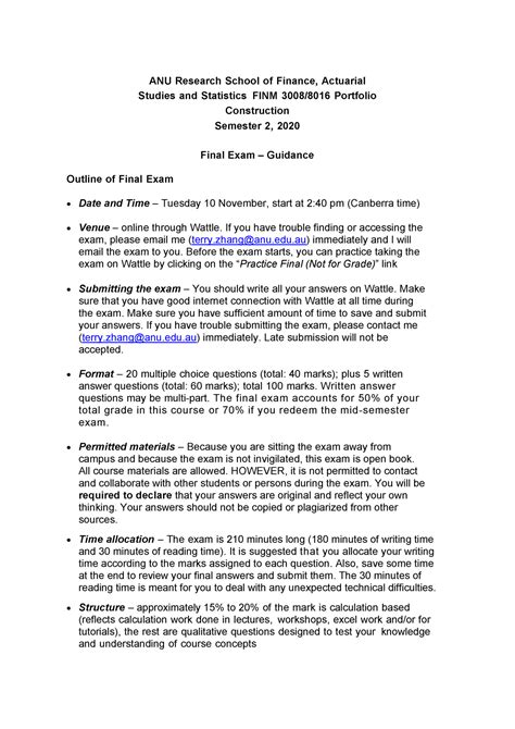 Final Exam Guidance Warning Tt Undefined Function 32 Anu Research