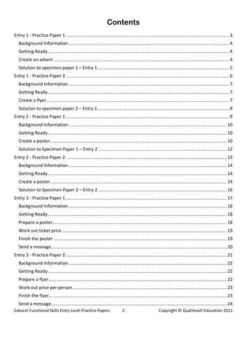functional skills ict entry level specimen practice papers for
