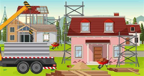 Building Construction Site Scene Vector Art At Vecteezy