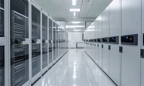 Data Center With Server Racks And Storage Cabinets Modern Technology Environment Clean And