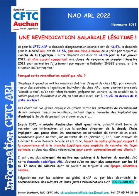 Bilatérales NAO ARL CFTC Groupe Auchan