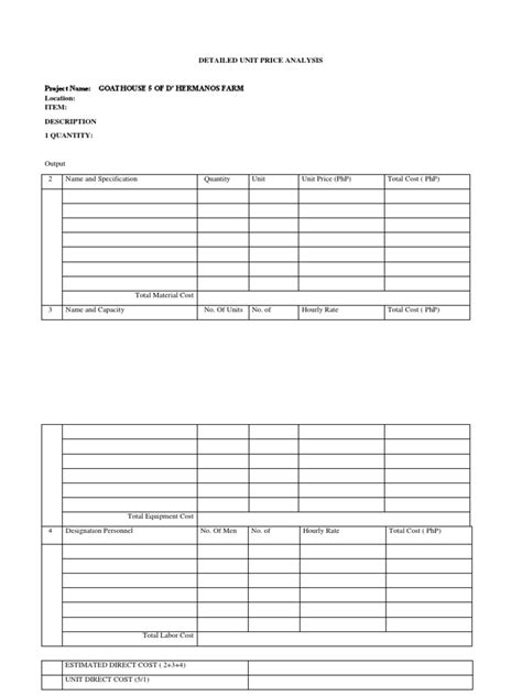 Detailed Unit Price Analysis Pdf