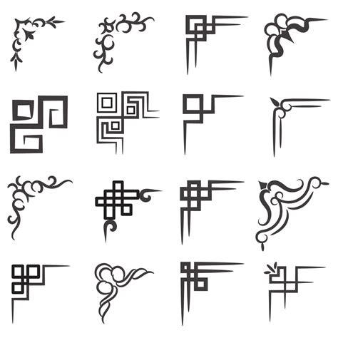 Vector Illustration Of Decorative Corner Frame Set Set Hand Draw Of