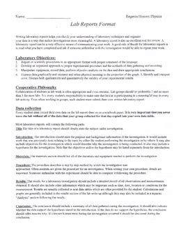 Lab Report Format Sheet With Grading Rubric By Lesson Universe TPT