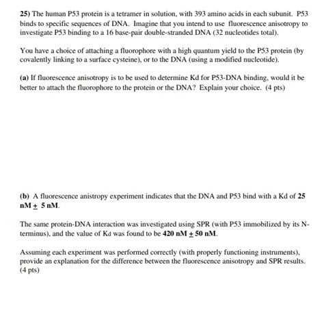 Solved 25 The Human P53 Protein Is A Tetramer In Solution