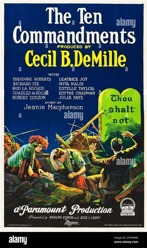 The Ten Commandments 1923 Vintage Movie Poster Produced By Cecil B