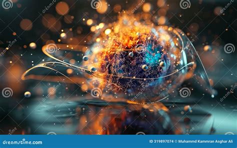 Abstract Conceptual Illustration Of Atom With Electrons And Protons