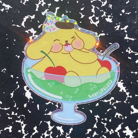Pompompurin In A Melon Soda Float Waterproof Sticker Etsy