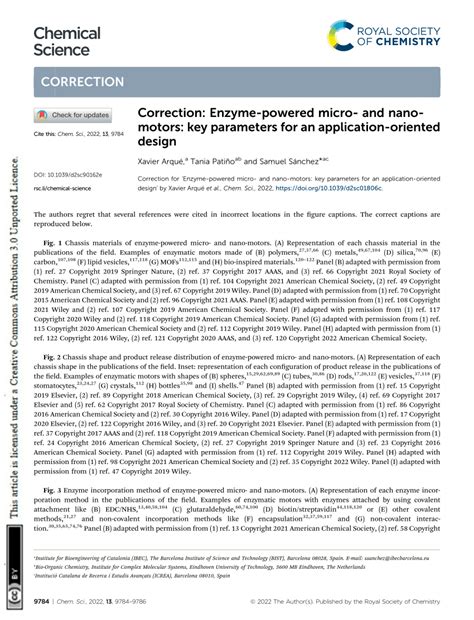 Pdf Correction Enzyme Powered Micro And Nano Motors Key Parameters