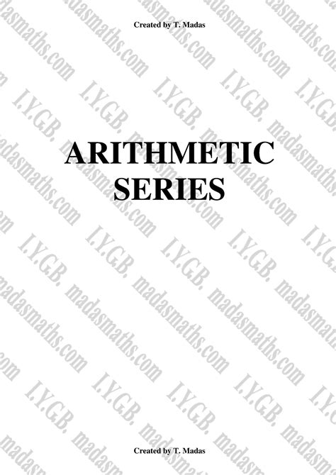 Arithmetic Series Exam Questions For Practice Work ARITHMETIC SERIES Question 1 Non Studocu