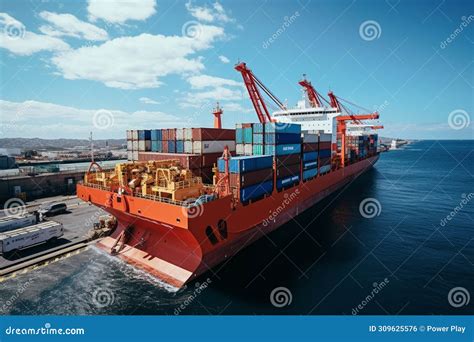 Container Terminal For Loading And Unloading Of Bulk Cargo By Ship Cranes And Grabs Stock