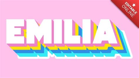 Emilia Pink Yellow Green Vintage 3d Text Effect Generator