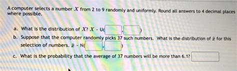 solved a computer selects a number x from 2 to 9 randomly