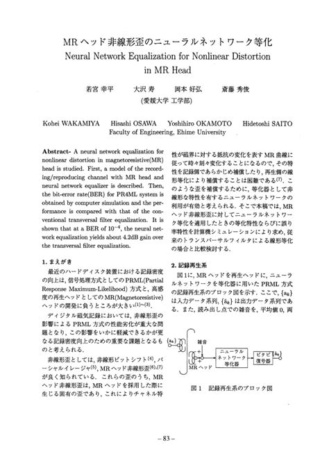 Pdf Neural Network Equalization For Nonlinear Distortion In Mr Head