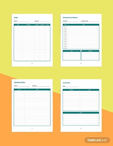 Printable Course Planner Template In Pages Word PDF Download Template Net