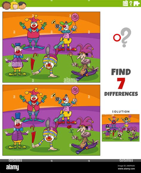 Cartoon Illustration Of Finding The Differences Between Pictures