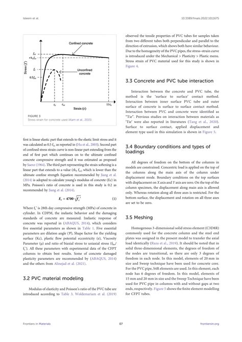 Finite Element And Analytical Modelling Of Pvc Confined Concrete Columns Under Axial Compressionpdf