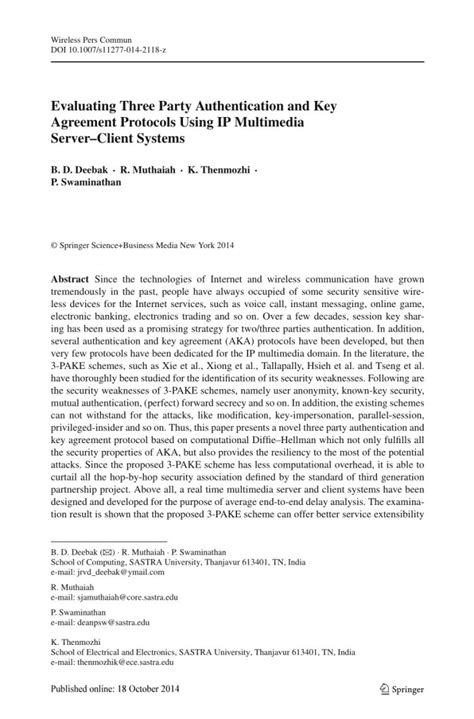 three parties agreement pdf evaluating three party authentication and