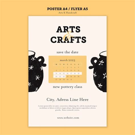 손으로 그린 예술과 공예 포스터 템플릿 무료 Psd 파일