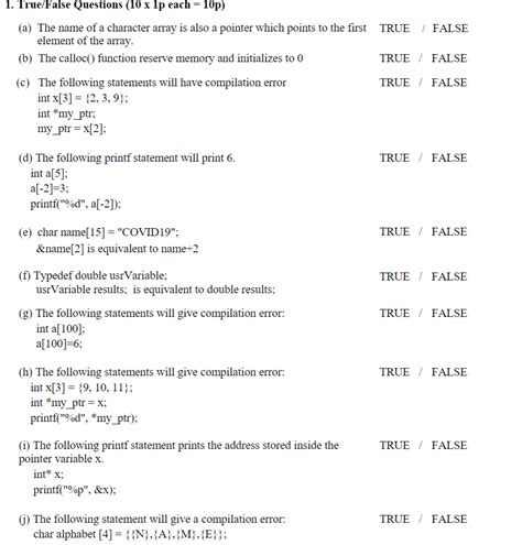 Solved True False Questions P Each P A The Chegg