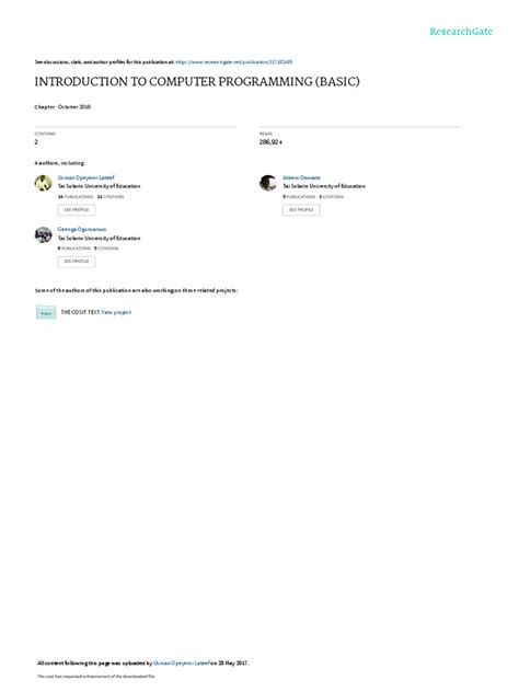 Intro To Computer Programming Pdf Basic Programming Language