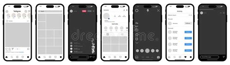 Instagram Mockup Interface Template Apple Iphone Stock Illustrations