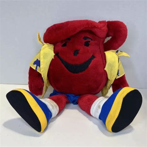 Vintage Red Kool Aid Man Stuffed Plush Doll 13 Hawaiian Shirt £958