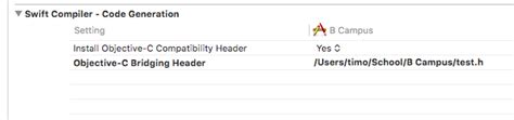 Ios Error Bridging Header Testh Does Not Exist Stack Overflow