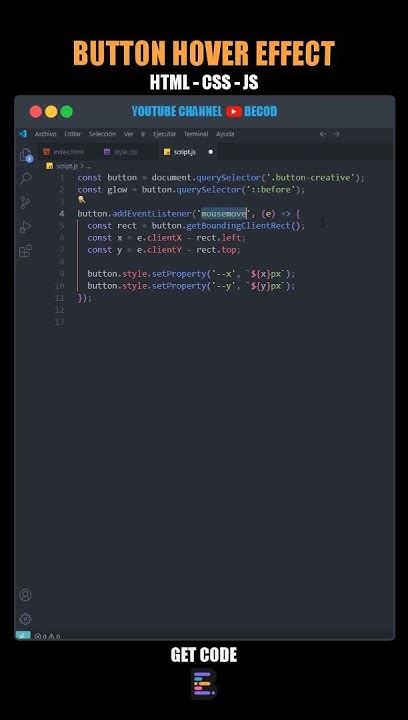 Buton Hover Effect Programación Htmlcss Javascript Desarrolloweb Code Youtube