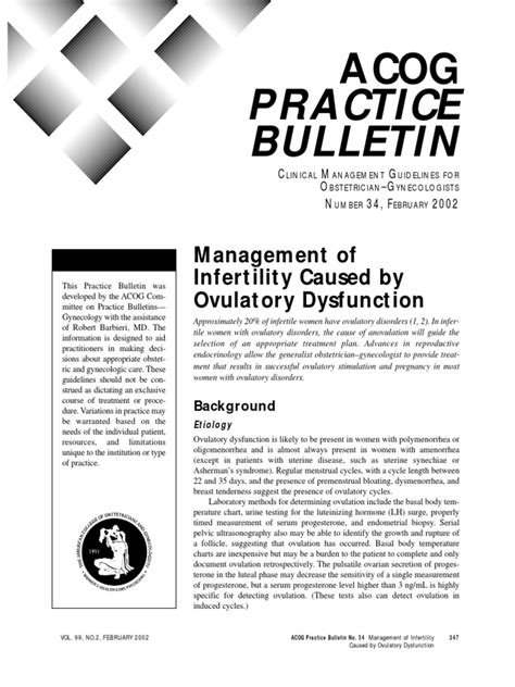 No 34 Management Of Infertility Caused By Ovulatory Dysfunction Pdf Polycystic Ovary