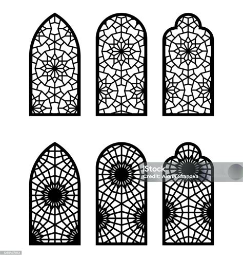 모로코 아치 창 또는 문 세트 Cnc 패턴 레이저 절단 벽 장식 스텐실 모로코 스타일로 인그레이빙을위한 벡터 템플릿 세트 Cnc