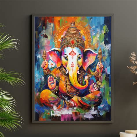 Lord Ganesha Wall Art Hindu God Lord Ganesha Canvas Art Ganesha