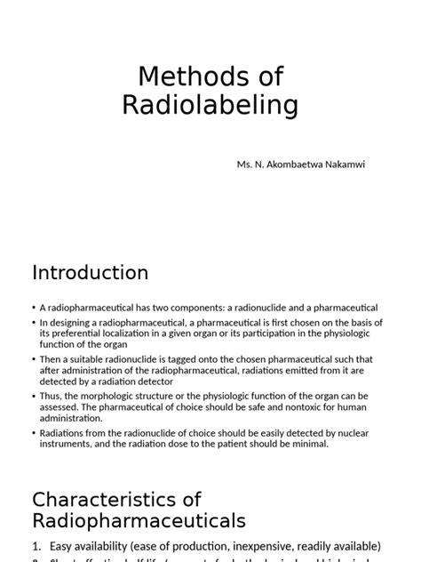 Methods Of Radiolabeling In Pharmacy Pdf Radioactive Tracer