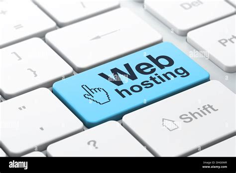 Web Development Concept Mouse Cursor And Web Hosting On Compute Stock