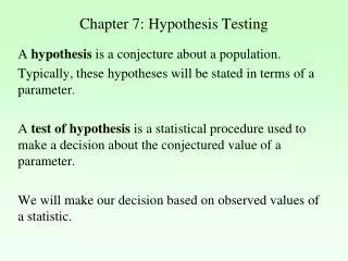 PPT Chapter 8 Hypothesis Testing PowerPoint Presentation Free Download ID 3766172