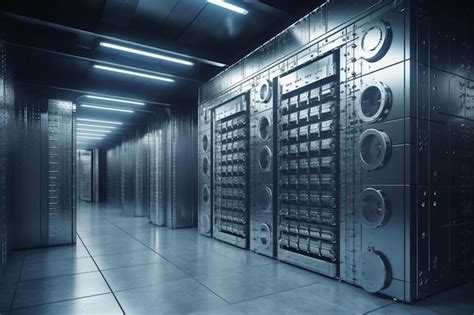 Premium Ai Image Server Room Data Center With Rows Of Server Racks 3d Render