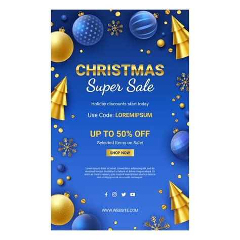 Realistic Christmas Email Template Free Vector