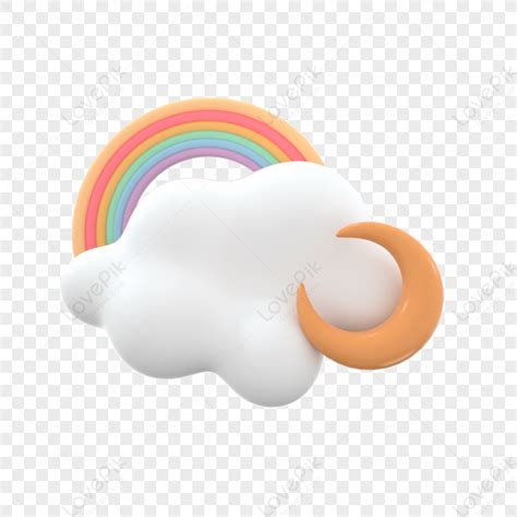 3d 렌더링 귀여운 스테레오 스타일 구름 일러스트 무지개 달타일러날씨 Png 일러스트 무료 다운로드 Lovepik