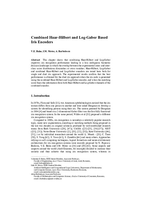 Pdf Combined Haar Hilbert And Log Gabor Based Iris Encoders