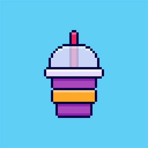Pixel Art Drink Cup With Straw Game Asset Design 60308975 Vector Art At