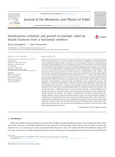 Pdf Simultaneous Initiation And Growth Of Multiple Radial Hy Draulic Fractures From A