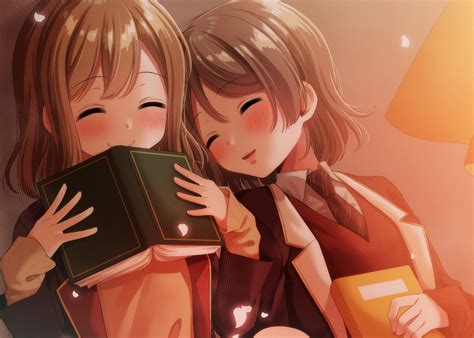 Two Anime Girls Best Friends Wallpapers Wallpaper Cave