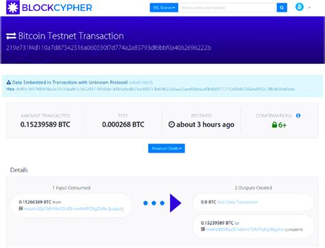 Proof Of Example Bitcoin Testnet3 Transaction Captured From Blockcypher Download Scientific